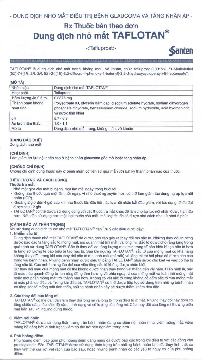 Taflotan 0.0015% 2.5ml - Nhật - Nhà thuốc chuyên khoa mắt HD Hà Nội