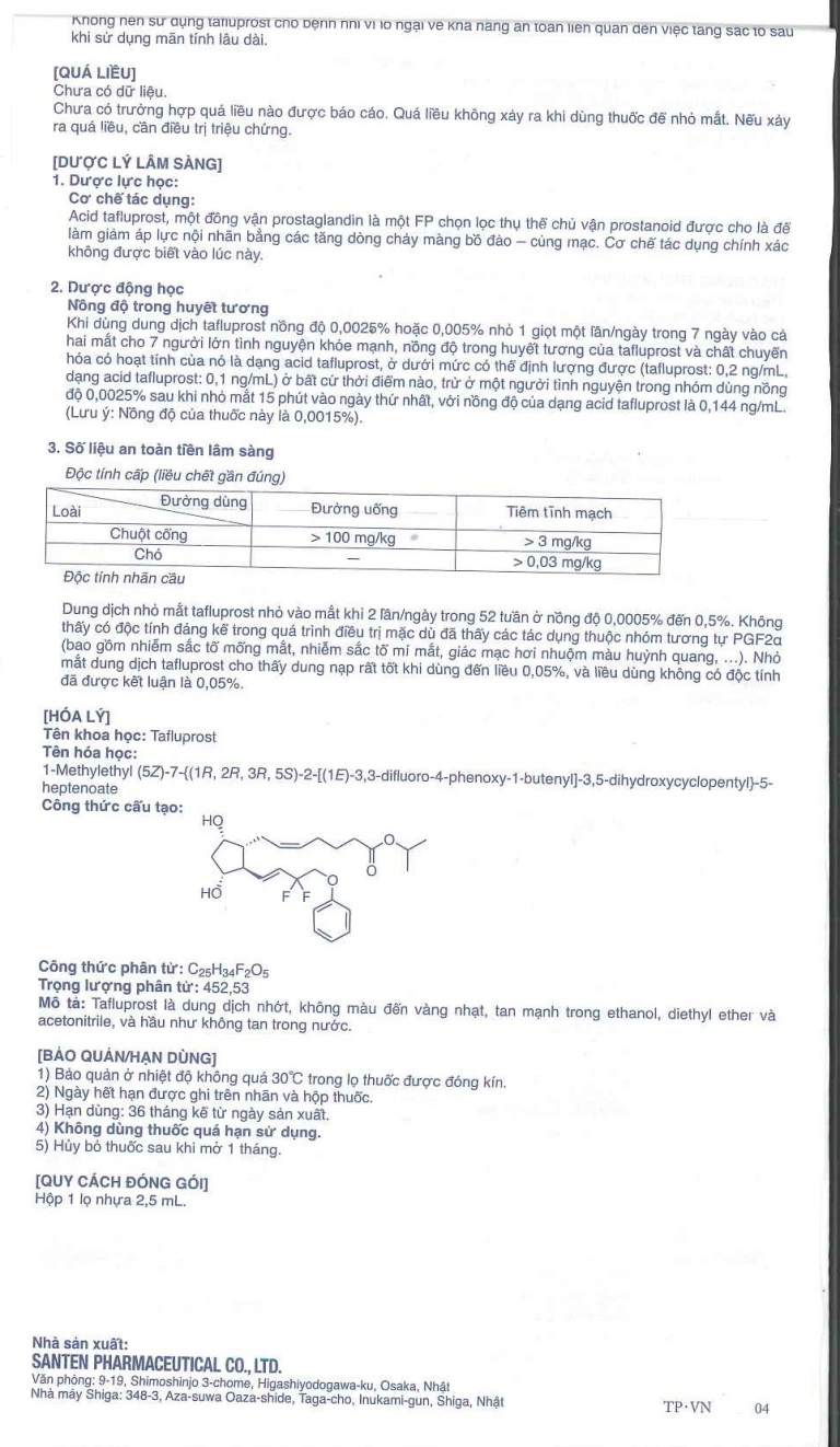 Taflotan 0.0015% 2.5ml - Nhật - Nhà thuốc chuyên khoa mắt HD Hà Nội