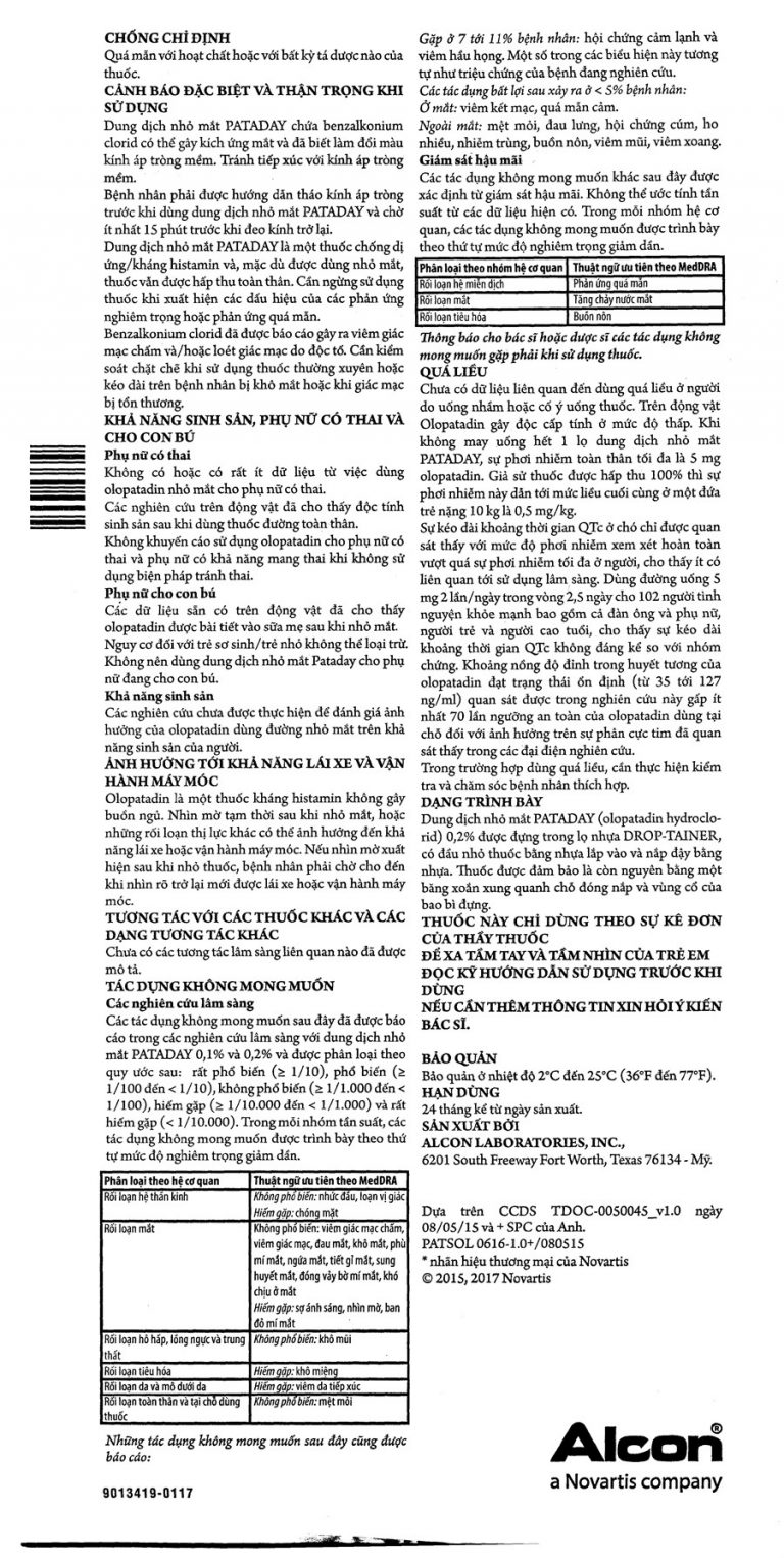 Pataday 0.2% 2.5ml - Mỹ - Nhà thuốc chuyên khoa mắt HD Hà Nội